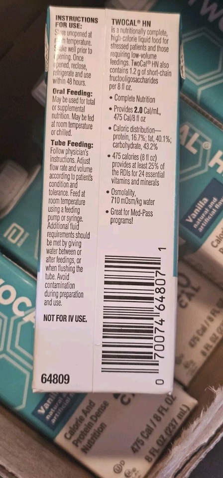 Twocal HN Vanilla 48PK Protein Dense Nuitrition Calorie Dense July 2025 ...