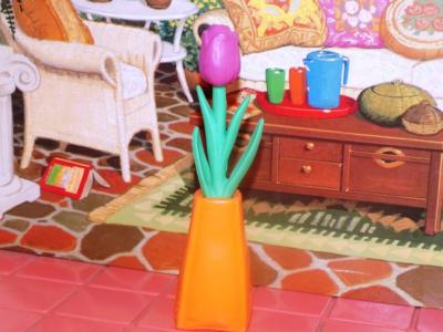 Barbie Tulip Flower orange vase fits Fisher Price loving family ...