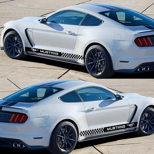 2pcs For Ford Mustang Body Sticker Side Skirt Edge Decals Modified Car ...