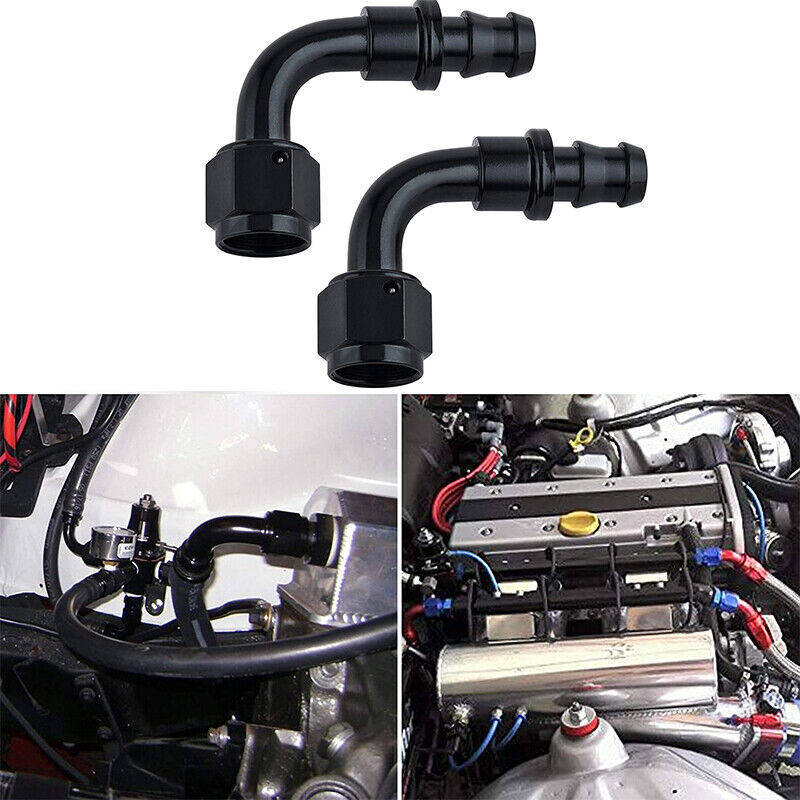 2PCS Push on Lock Hose Barb Fitting Straight 90 Degree Fuel/Gas Line ...