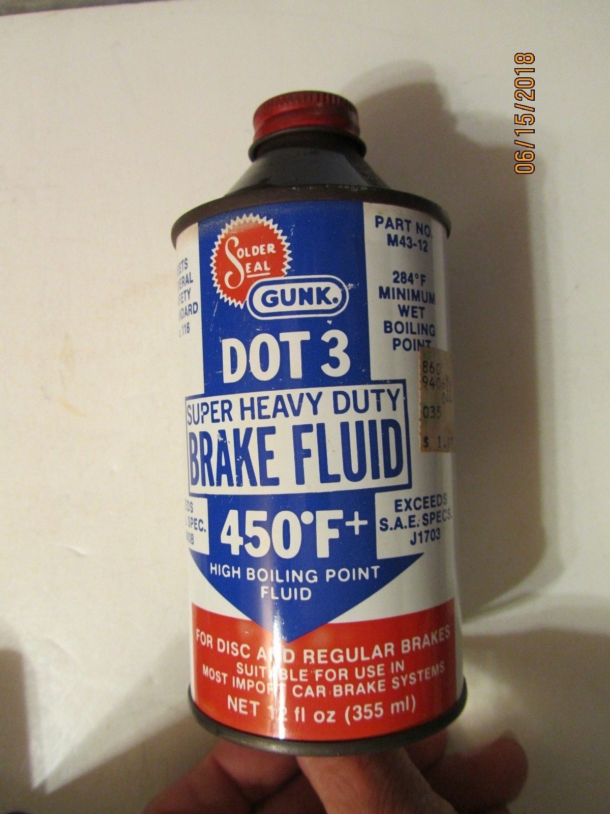 Heavy Duty Blake Fluid Dot 3 12 Fl oz Tin Can 1/2 Full Made Solder Seal ...