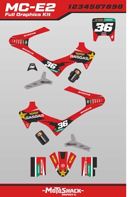 CUSTOM GASGAS MC-E2 GRAPHICS & BATTERY DECAL KIT Gas Gas KIDS MX DECALS ...