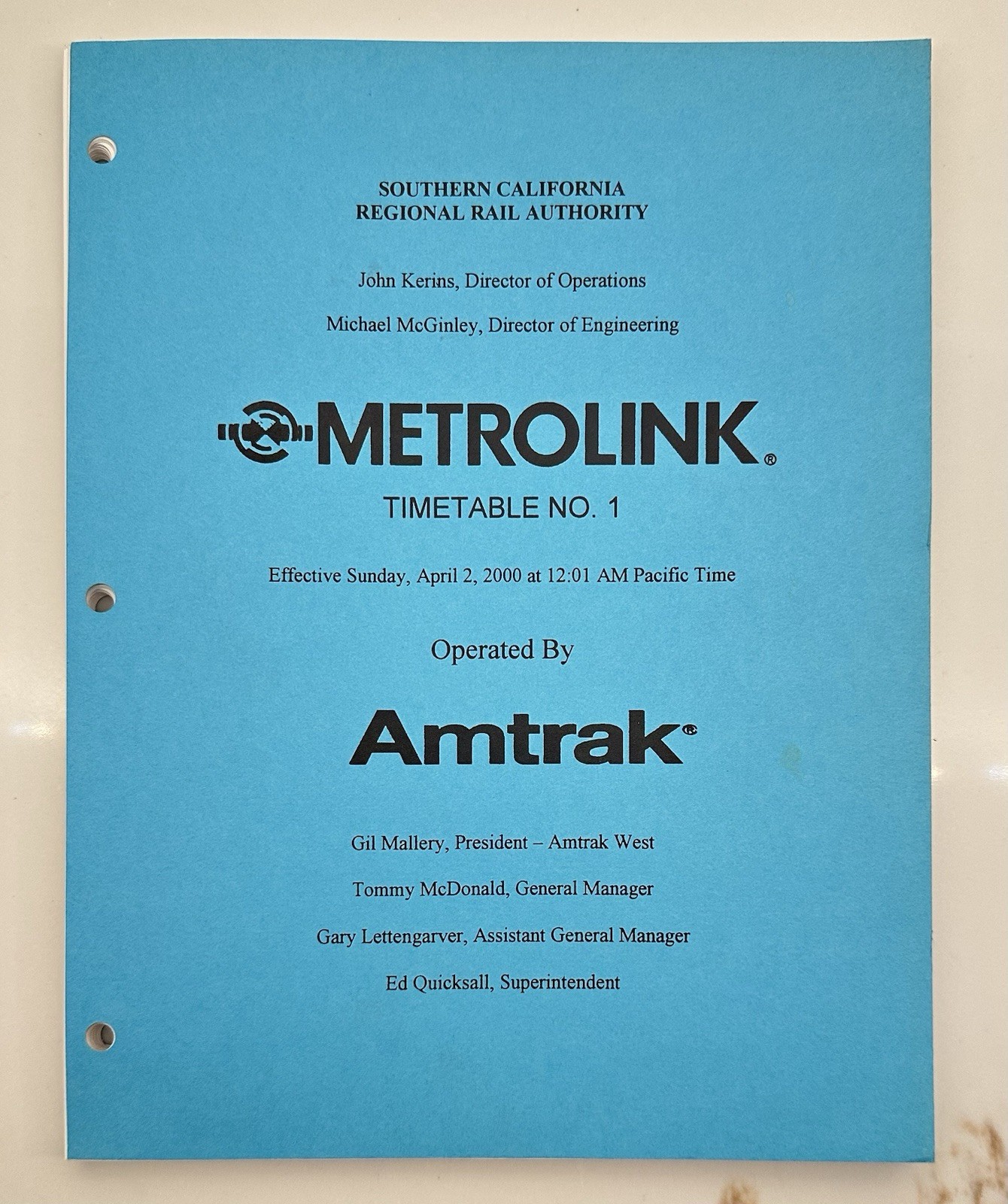Metrolink SCRRA (& Coaster SDNR) ETT No 1 4/2/2000 operated by Amtrak ...