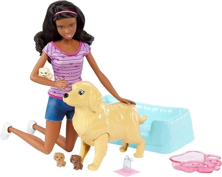 FDD44 Barbie Newborn Pups Doll & Pets for sale online | eBay