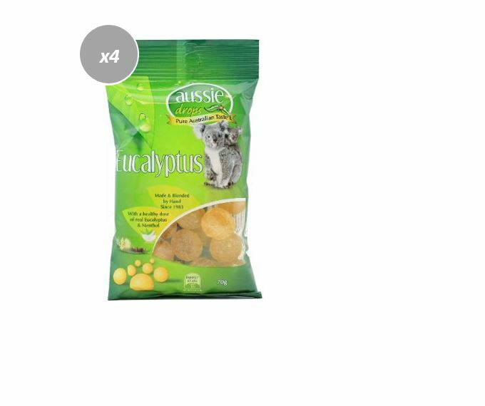 903918 4 x 70g PACKETS AUSSIE DROPS PURE AUSTRALIAN TASTE EUCALYPTUS ...