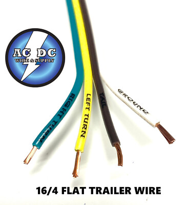 Flat Trailer Light Cable Wiring Harness 100 Feet 16 AWG 4 Wire COPPER ...