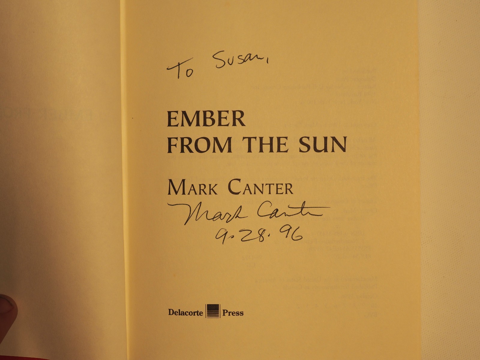 Mark Canter SIGNED book "Ember From the Sun" 1st Ed HC/DJ Like New COA ...