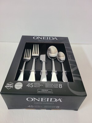 Oneida Satin Icarus Stainless Steel Cutlery Flatware Set 45pcs Service ...