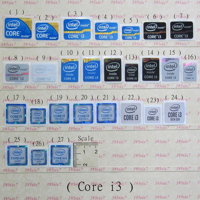 intel Core i3 Sticker (1st 3rd 4th 6th 7th 8th 9th 10th Gen) xp vista ...