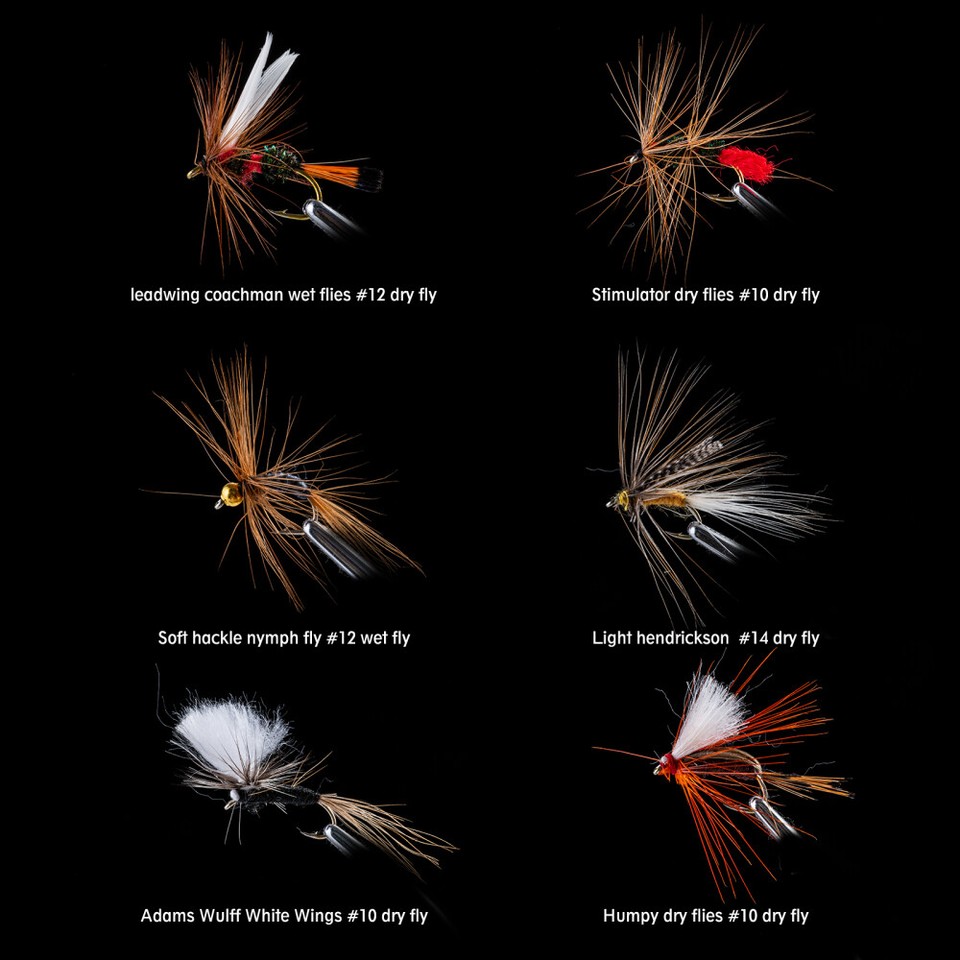 30pcs Fly Fishing Lures Kit Nymph Dry Wet Flies Bait Hook Bass Trout ...