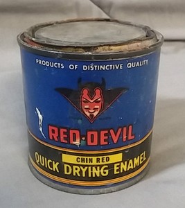 RED DEVIL ENAMEL PAINT FULL PINT CAN CHIN RED BROOKLYN NY RARE ...