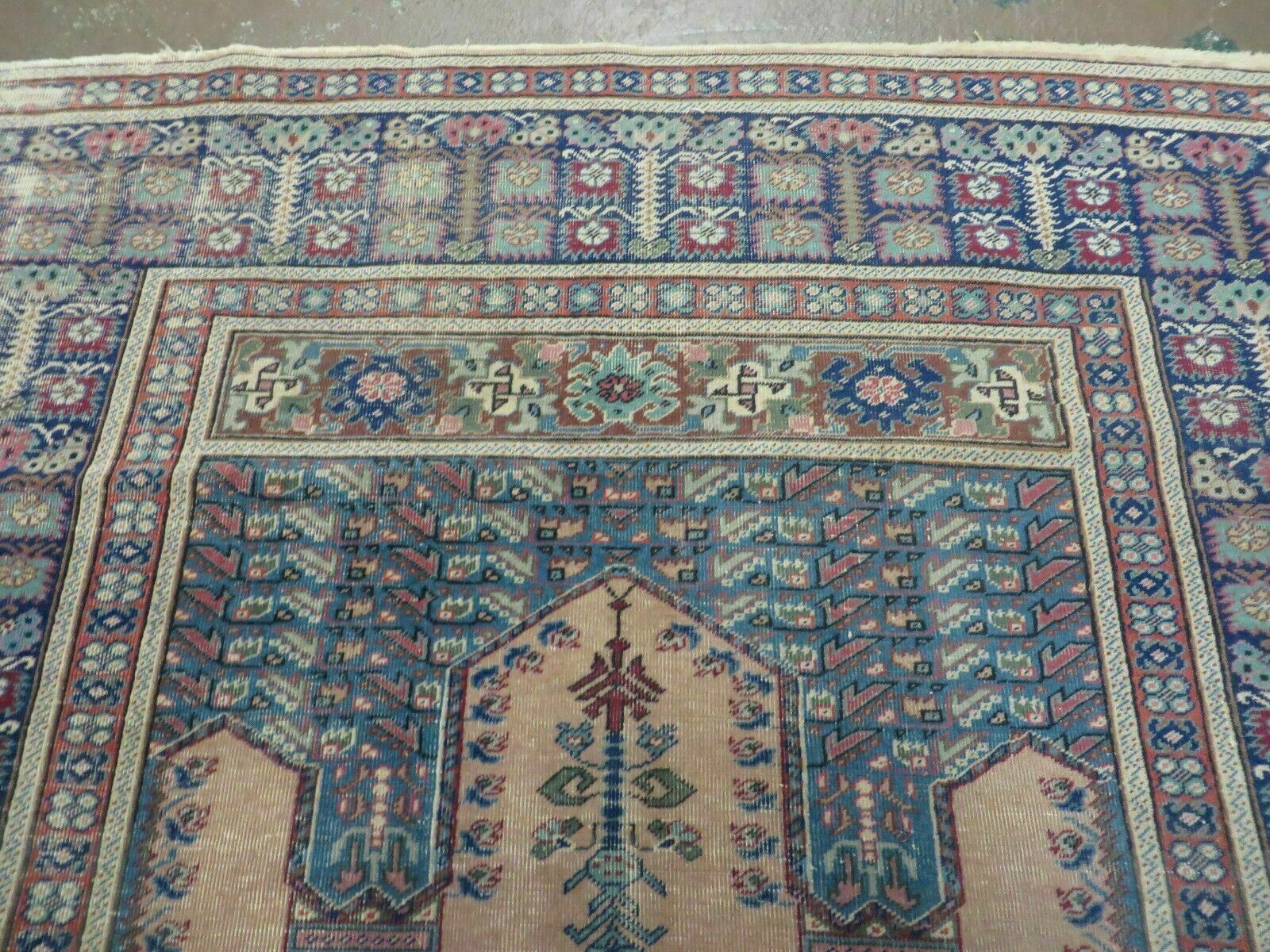 4' X 6' Antique Handmade Turkish Mehrab Prayer Wool Rug Lantern ...