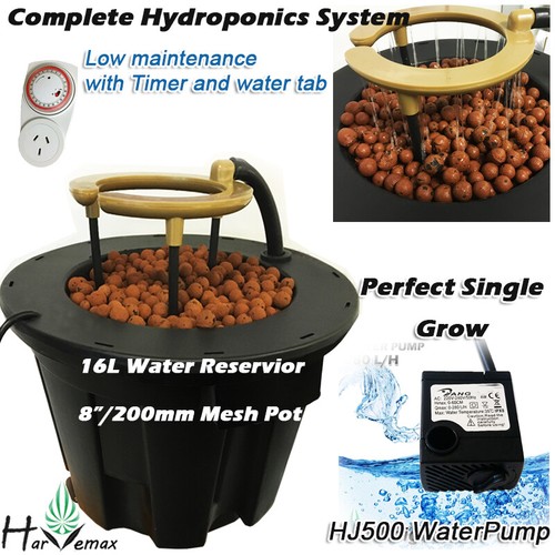 Hydroponic Watering System 200mm Mesh Pot 16L Grow Kit Pump Timer Auto Feeding | eBay
