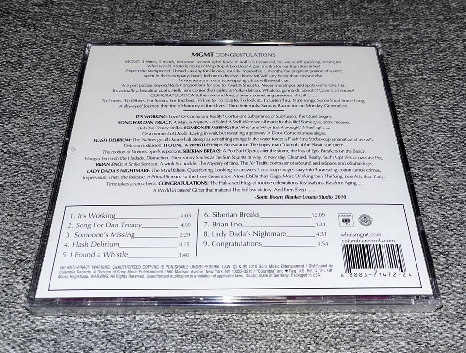 Congratulations by MGMT (CD, 2010) 888837147224| eBay
