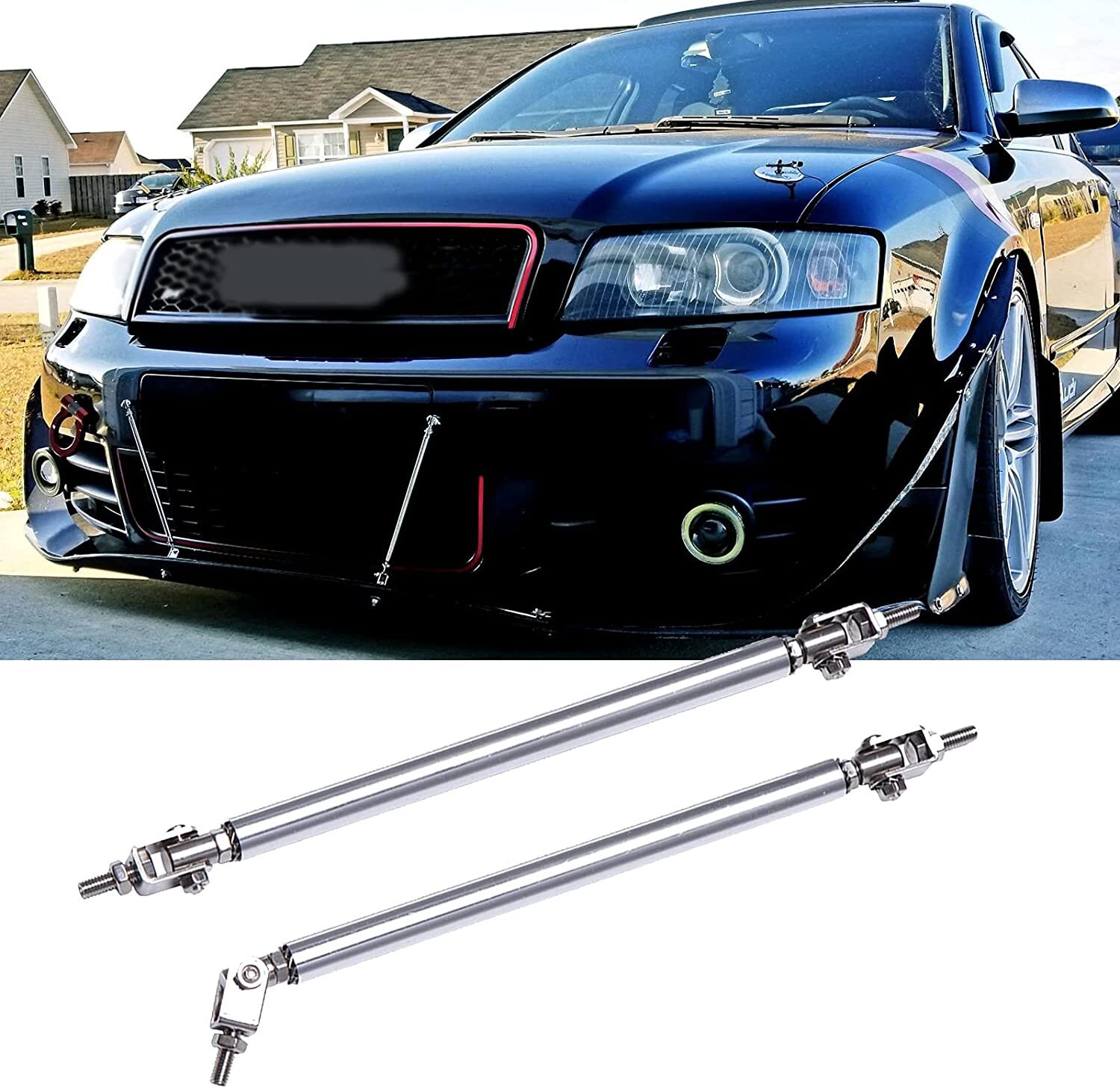 Front Bumper Lip Spoiler Splitter Strut Rods For Mercedes Benz E Class ...