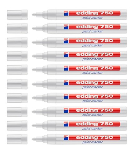 10x Edding 750 Lackmarker Lackmalstift Lackstift 2-4 mm weiß ...
