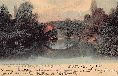 NEW YORK CITY~VINE ARCH BRIDGE CENTRAL PARK~1908 ROTOGRAPH TINT PHOTO ...