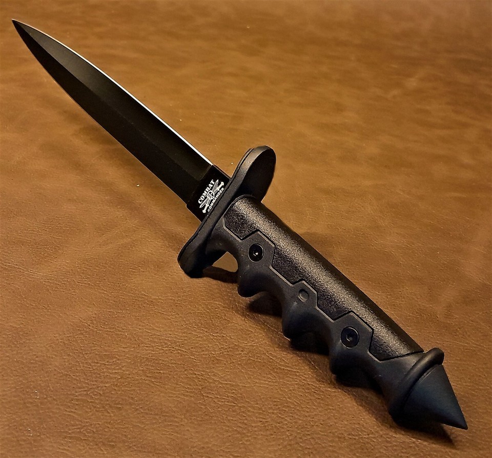 Combat Commander V42 Tactical Assassins Stiletto Dagger Knife w/Leather ...