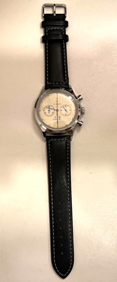 1963 Pilot Chronograph Watch 42mm Quartz | Vintage Military | Champagne ...