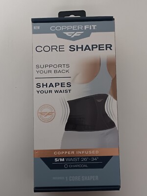 COPPER FIT Core Shaper Women Charcoal S/M Waist 26"- 34"Copper Infused ...
