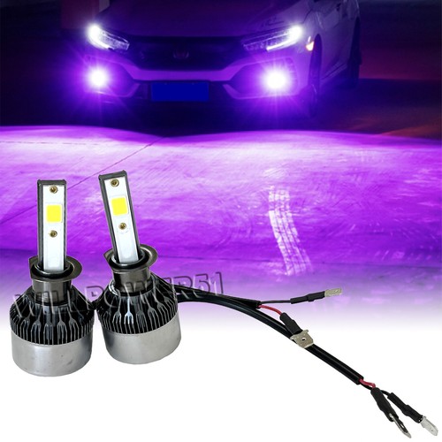 2PCS FOG LIGHTS 55W LED H1 Bulbs HIGH POWER COB Pink Purple W1 Fits JAE ...