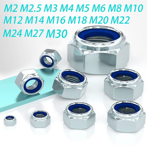 A2 A4 Stainless Steel Nylon Insert Hex Lock Nuts Nylock M2 M3 M4 M5 M6 ...