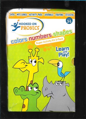 * RARE * HOOKED ON PHONICS : COLORS NUMBERS SHAPES - Activity Kit ...