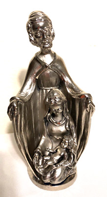 VTG Nativity Mary Joseph Jesus Pewter Figurines Peltro Cesellato A Mano ...