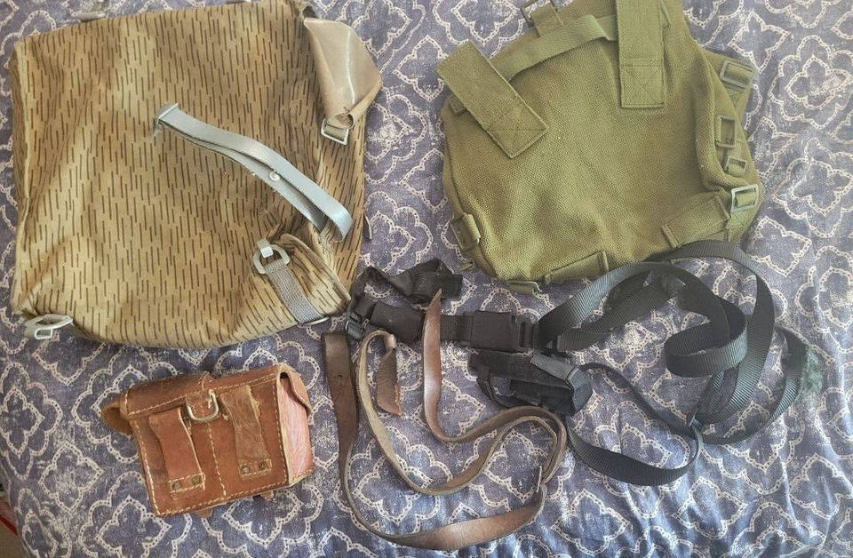LOT - Military packs, pouches, and slings - possibly east german or ...