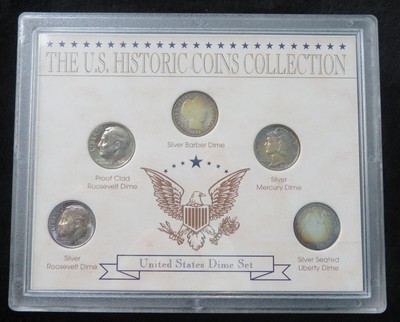 U.S. Historic Coin Collection * United States Dime Set * 5 Coins * Type ...