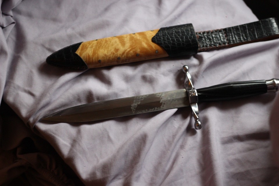 Custom Vintage Dagger Sword Knife Blade Wood Sheathe One Of A Kind Rare ...