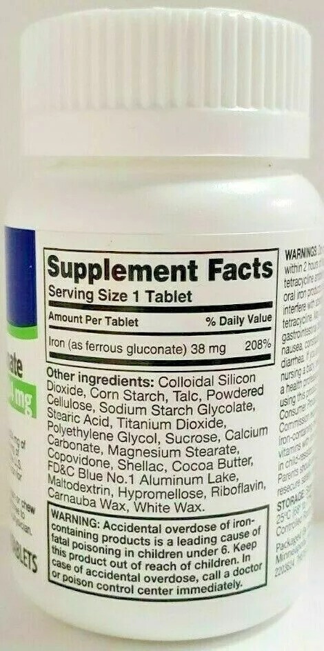 4 Pack Perrigo Ferrous Gluconate 324mg Dietary Supplement 100ct total ...
