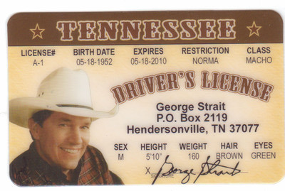 George Strait Straight Country Music Star - ID card Identification ID ...