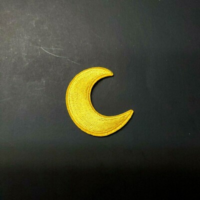 Crescent Moon Patch, Mini Small Yellow Embroidered Iron-On/Sew-On ...