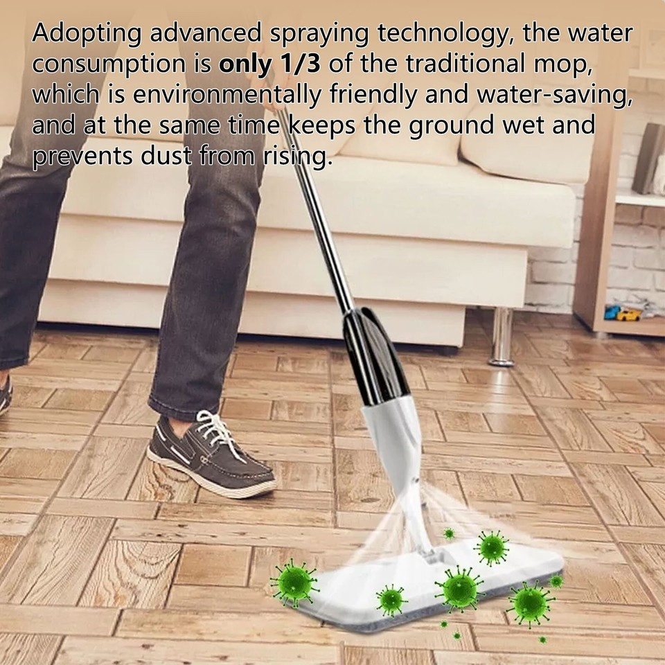 Spray Mop Microfibre Water Spraying Floor Cleaner Kitchen Tiles Marble ...