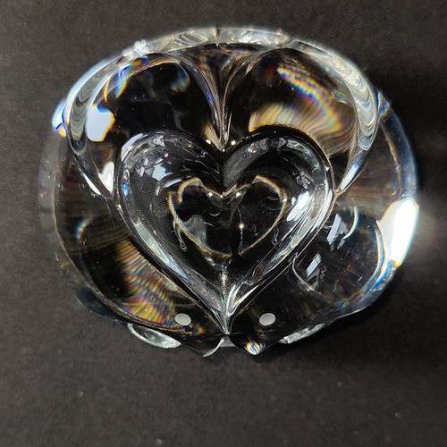 STEUBEN HAND DOVE & HEART COOLER PAPERWEIGHT, Cut Lead Crystal, 3.5 ...