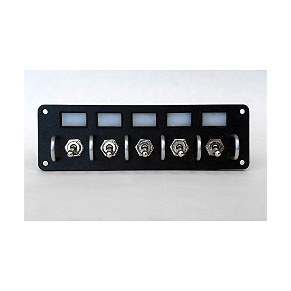NEW VINTAGE USA Switch Panel, Dash Mount, 7 x 2 in, 5 Toggles, LED ...
