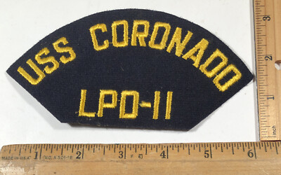 Vintage US Navy USS Coronado LPD-11 Ship Iron On Jacket Hat Patch USN ...