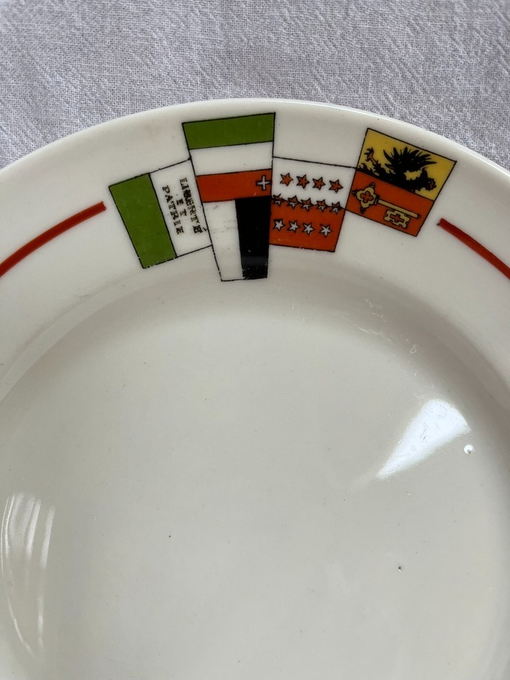 Vintage 40s Lamberton Restaurant Ware Swiss Canton Flags Top Mark Flat ...