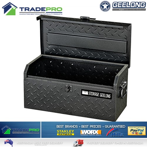 Toolbox Geelong® Trade Tool Box Chest 48cm Black Grey Steel Lockable ...