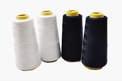 Lot of 4 Big Spool 100% Polyester Sewing Thread 2500 Yards Black ...