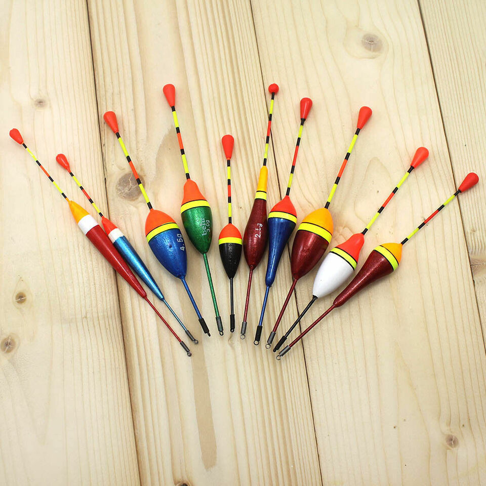 10Pcs Long Tail Fishing Throw Floats Mix Size Floating Bobbers Set Tool ...