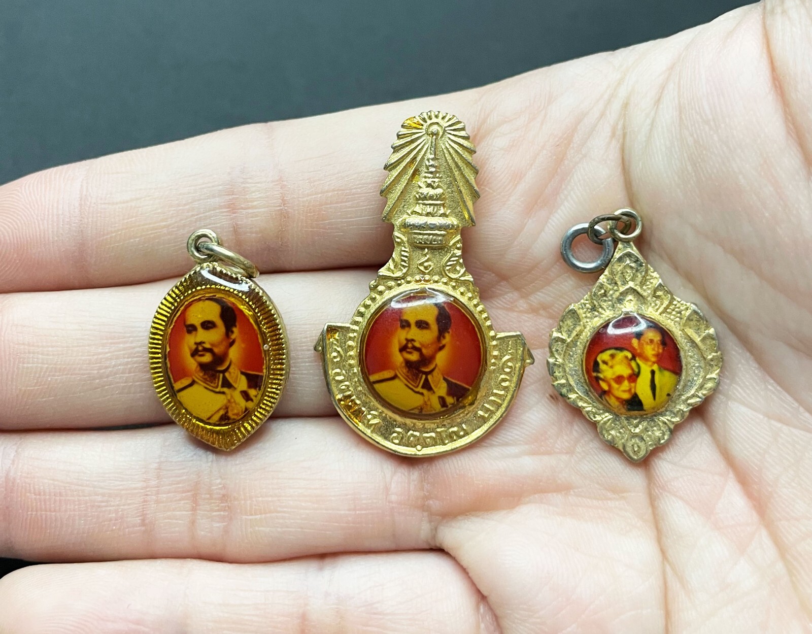 3x King Rama 5 Chulalongkorn Siam and King Rama 9 Bhumibol Thai Locket ...
