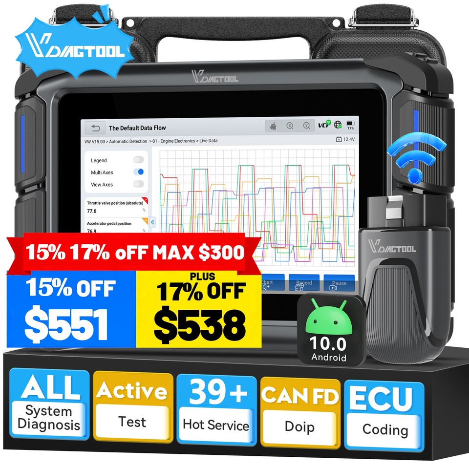 VDIAGTOOL VD70S Car Full System Diagnostic Active Test OBD2 Scanner ECU ...