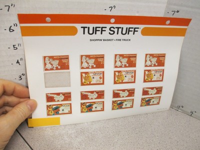 MATTEL 1975 toy store display sticker sheet TUFF STUFF shopping cart ...