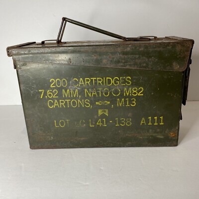 Metal Military 200 Cartridge 7.62 M82 ammo box case Used Condition | eBay