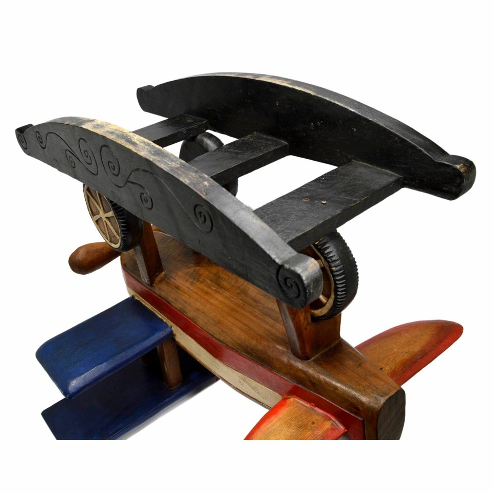 Vintage WOOD ROCKING PLANE TOY Kid-Size AIRPLANE ROCKER Handmade, Japan ...