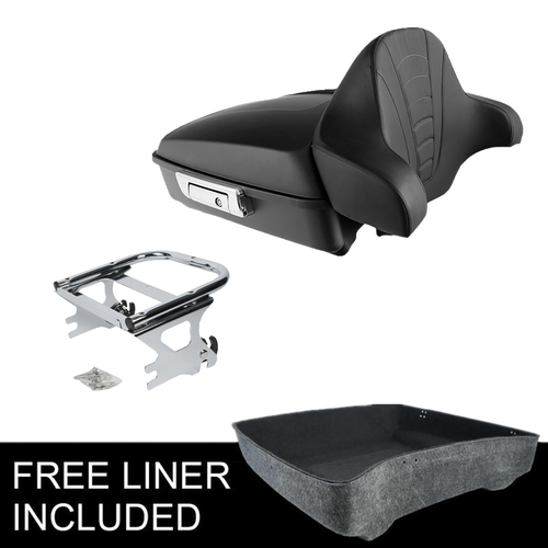 Matte Black Chopped Pack Trunk Pad Chrome 2-Up Rack Fit For Harley ...