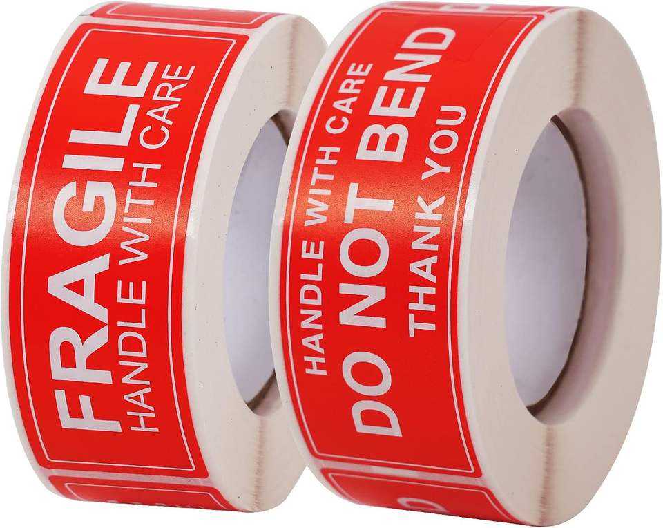 Fragile Stickers and Do Not Bend Stickers, 500 Pieces (2 Rolls of 250 ...