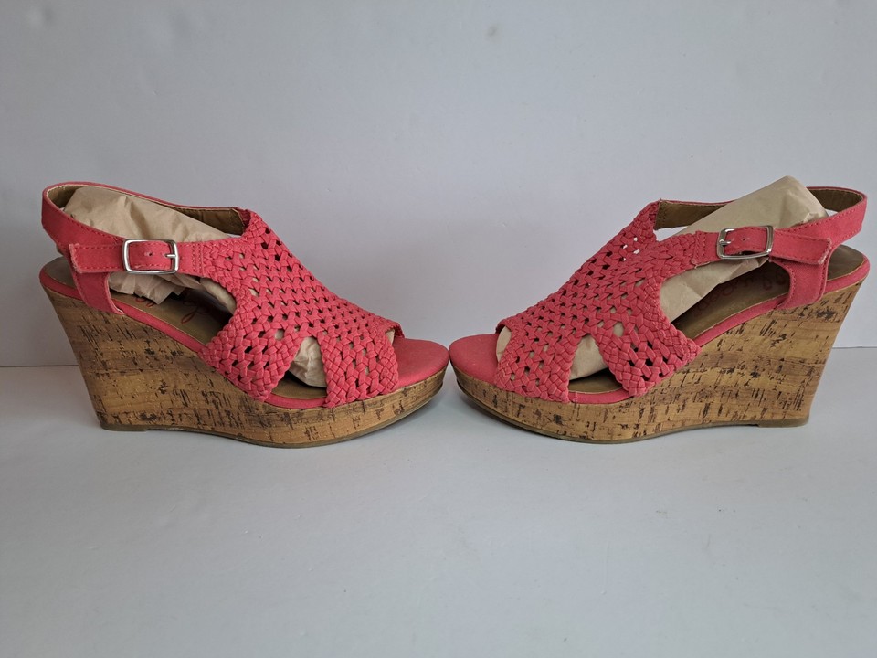 Jellypop Misty Wedge Sandals Womens Size 8 Coral Pink | eBay